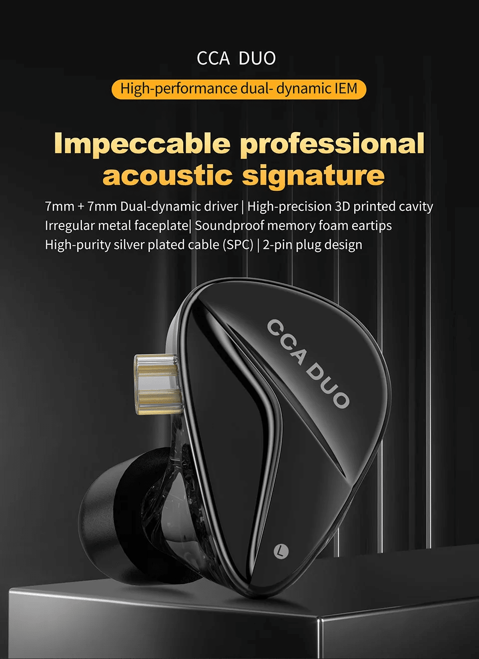 CCA DUO Dual Dynamic IEM Impeccable Professional Acoustic Signature ...