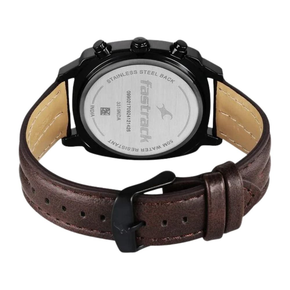Fastrack 3319NL01 Kronos Chronograph Black Dial Watch For Man - gadgetkhor